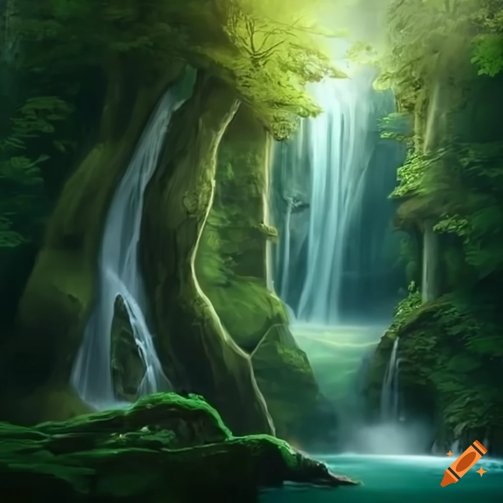 Elven waterfalls on Craiyon