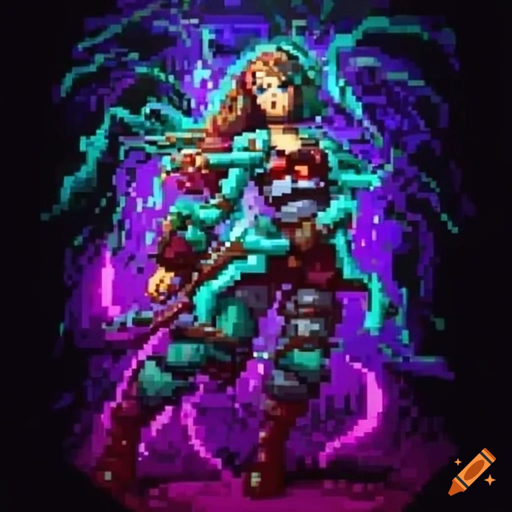 Abstract retro gaming j-rpg pixel art on Craiyon