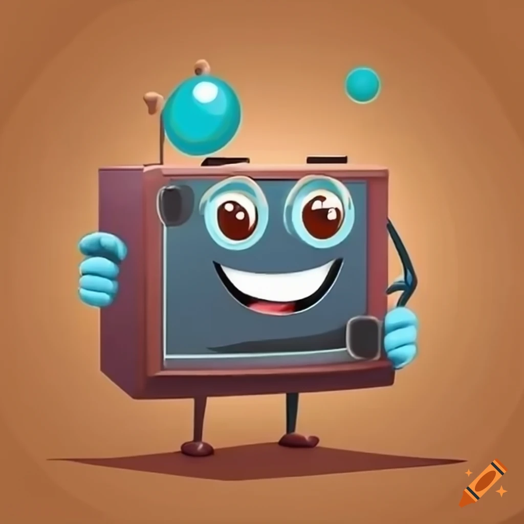 Cheerful cartoon character holding a TV remote for kids on Craiyon