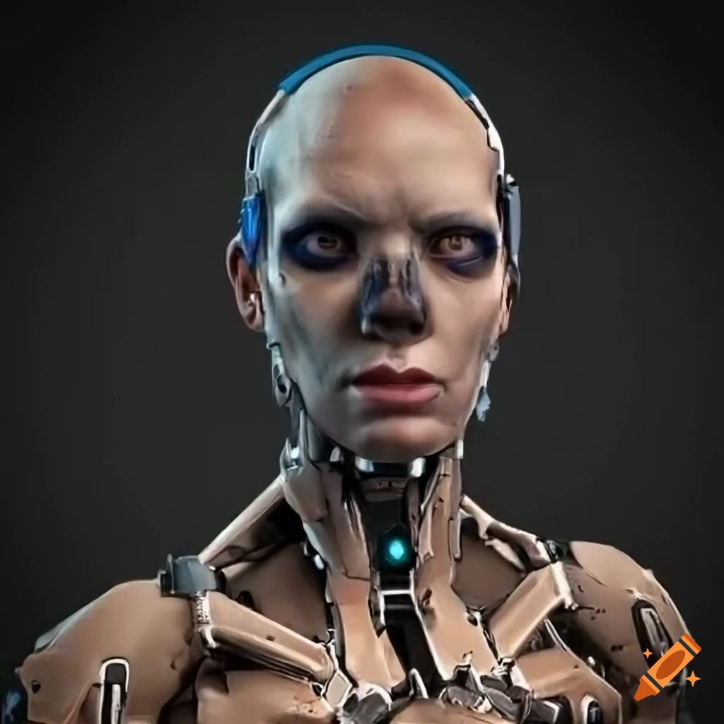 Biopunk cyborg with extreme hyper-realistic detail in a closeup full ...