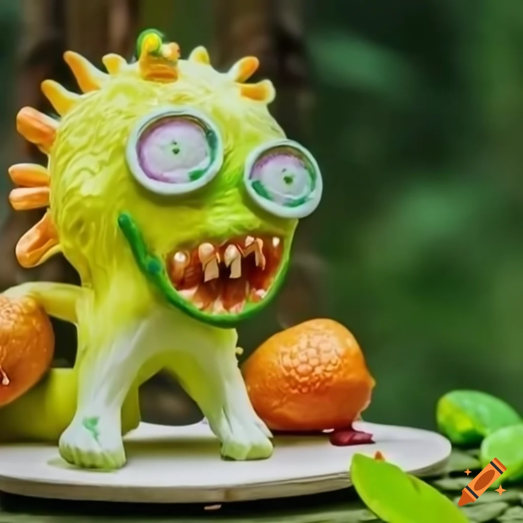 Mythical creatures in a forest with a mutant omega mart lemon fruit ...