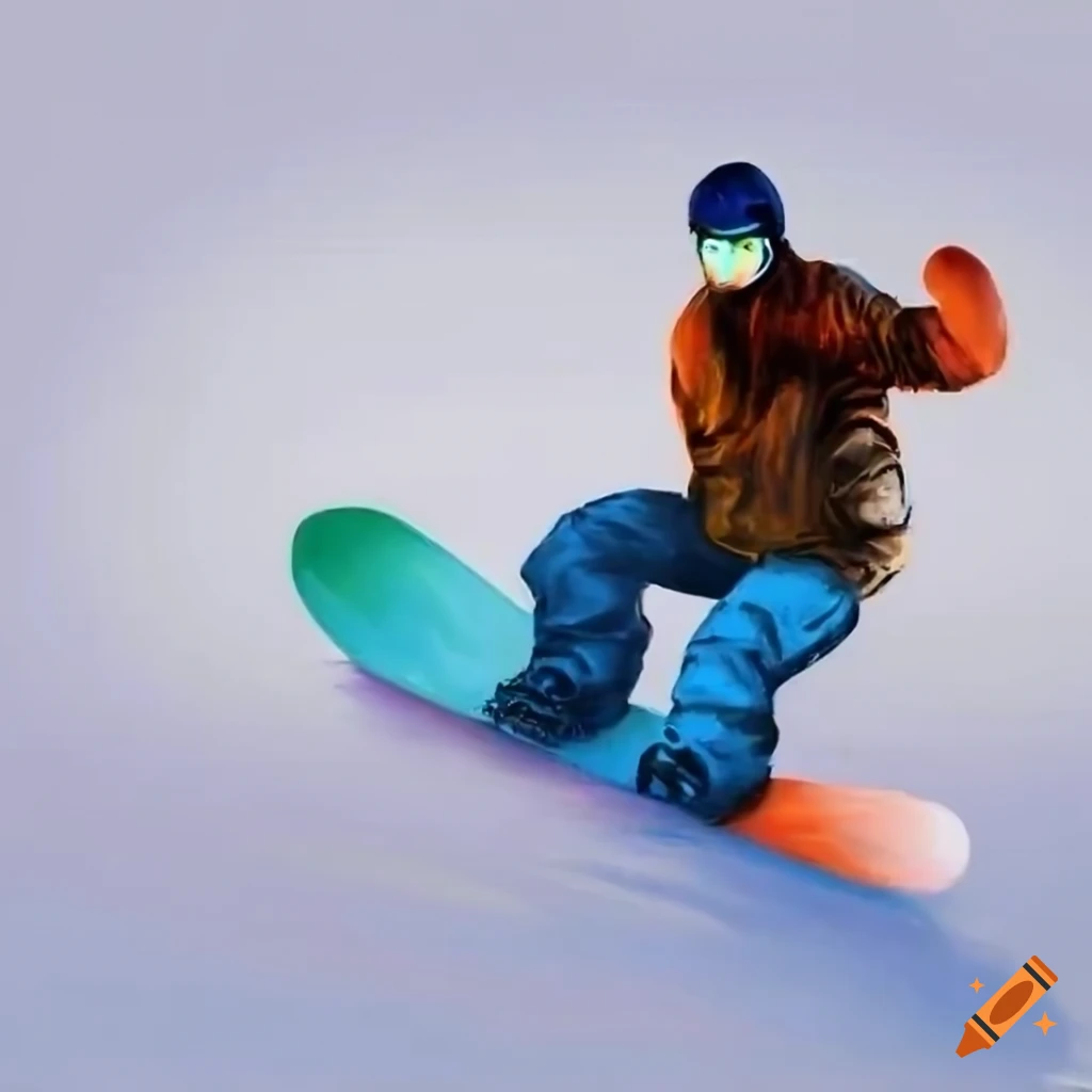 Painted realistic snowboard on white background on Craiyon
