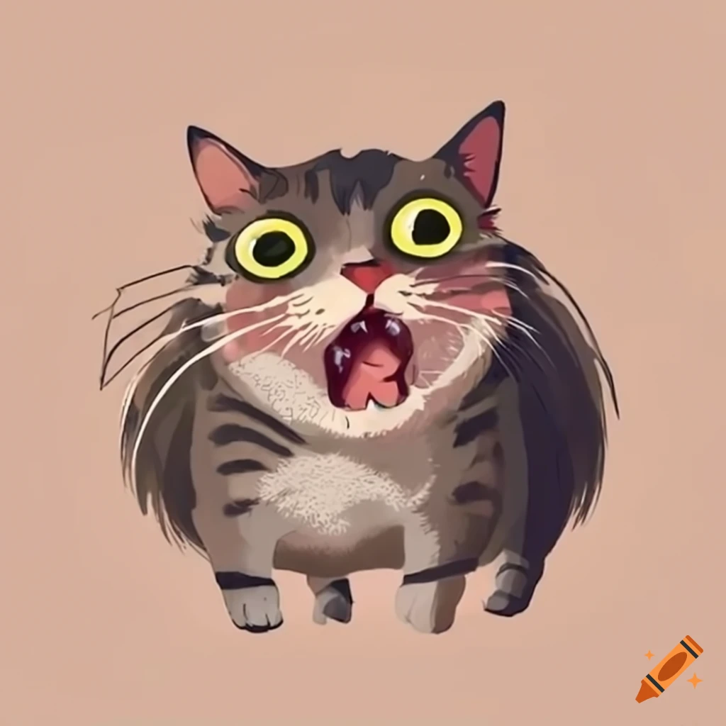 Stunned cat with expressive eyes in ghibli style on Craiyon