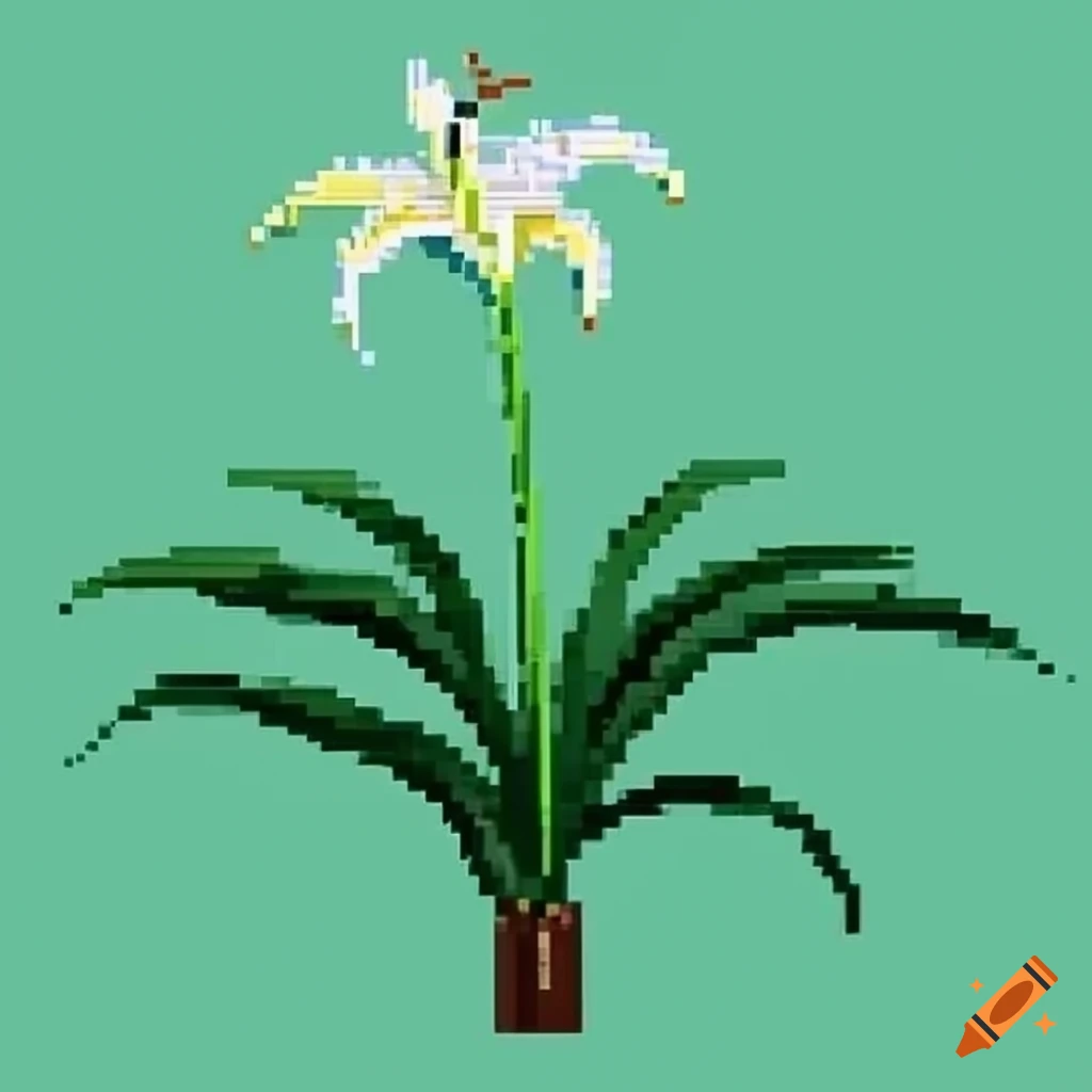 White Easter lily plant in 8-bit art style on Craiyon