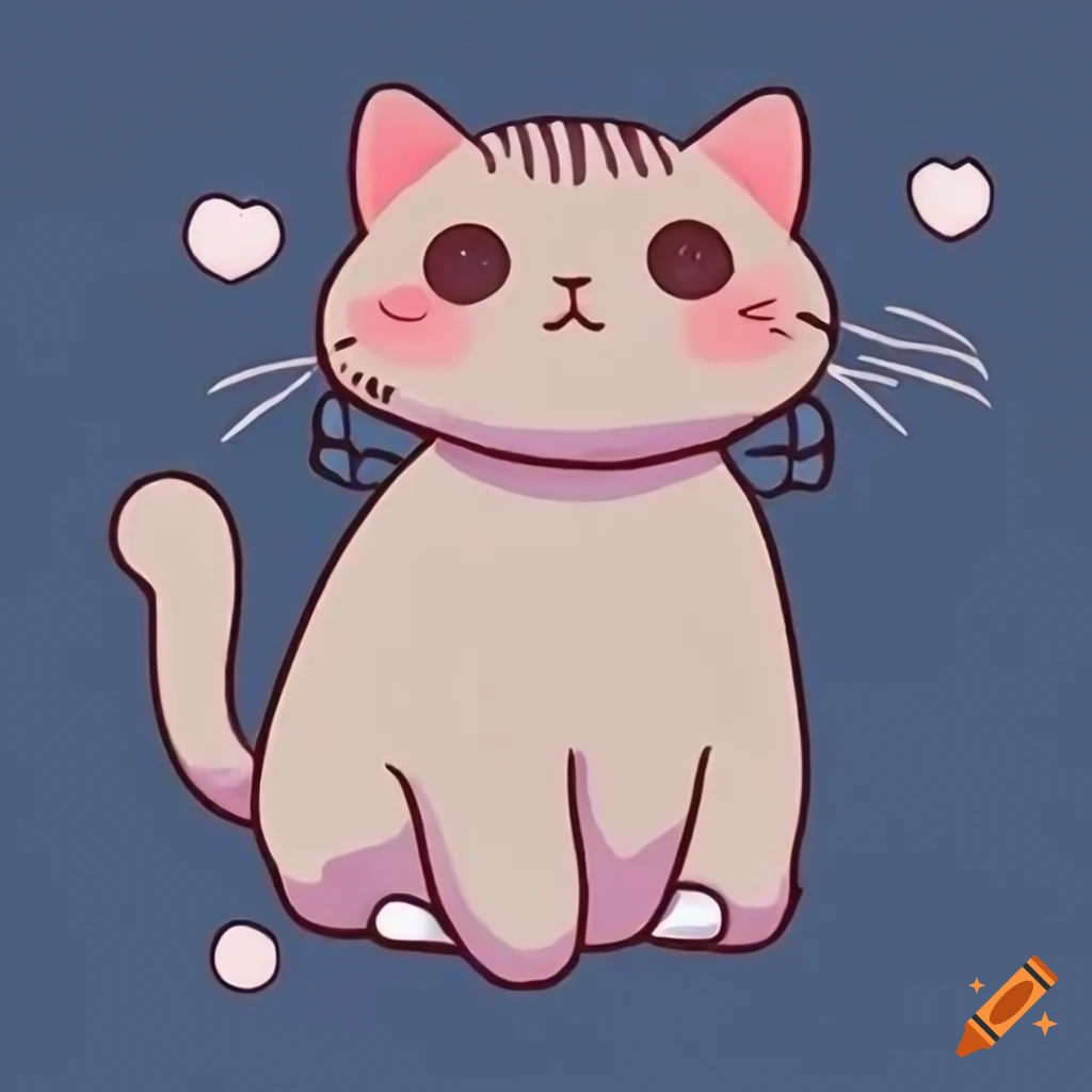 Anime cat sticker in digital art style on Craiyon