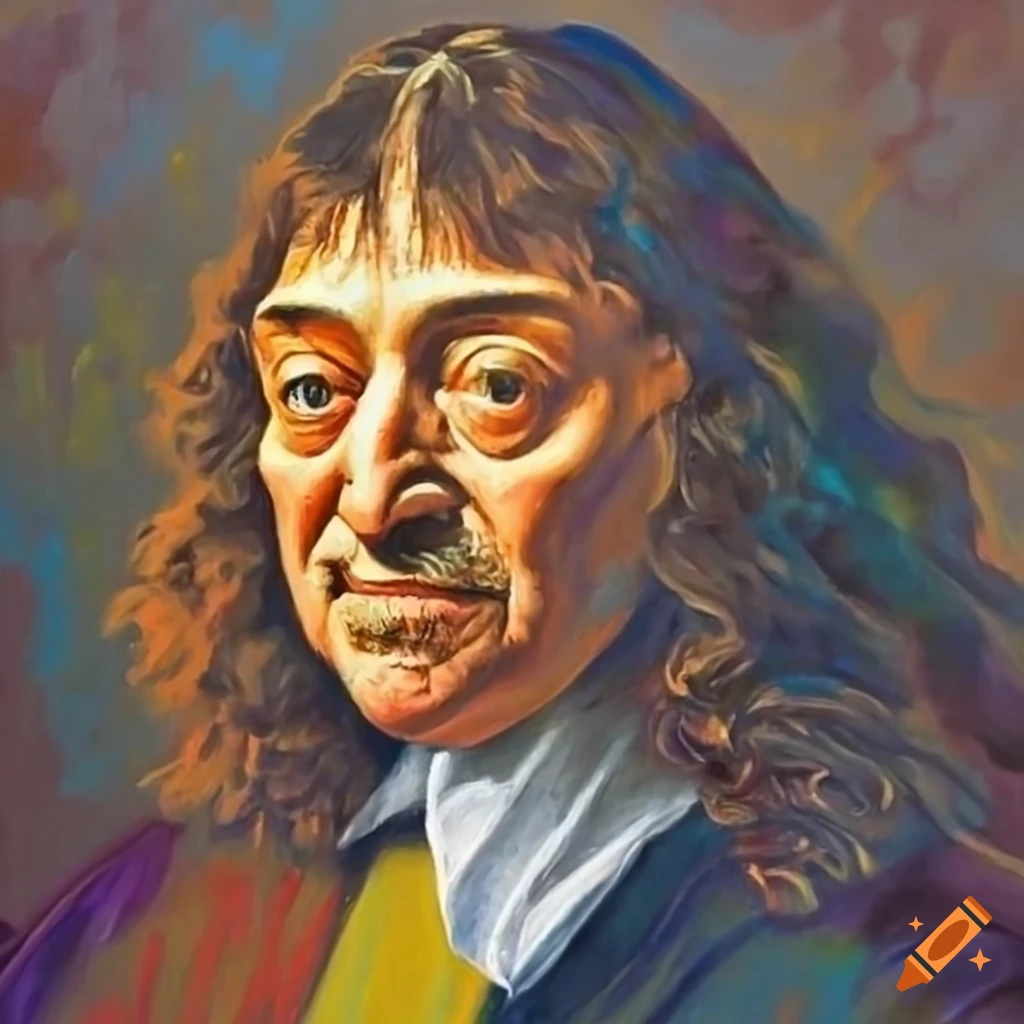 Portrait of philosopher René Descartes in deep thought on Craiyon