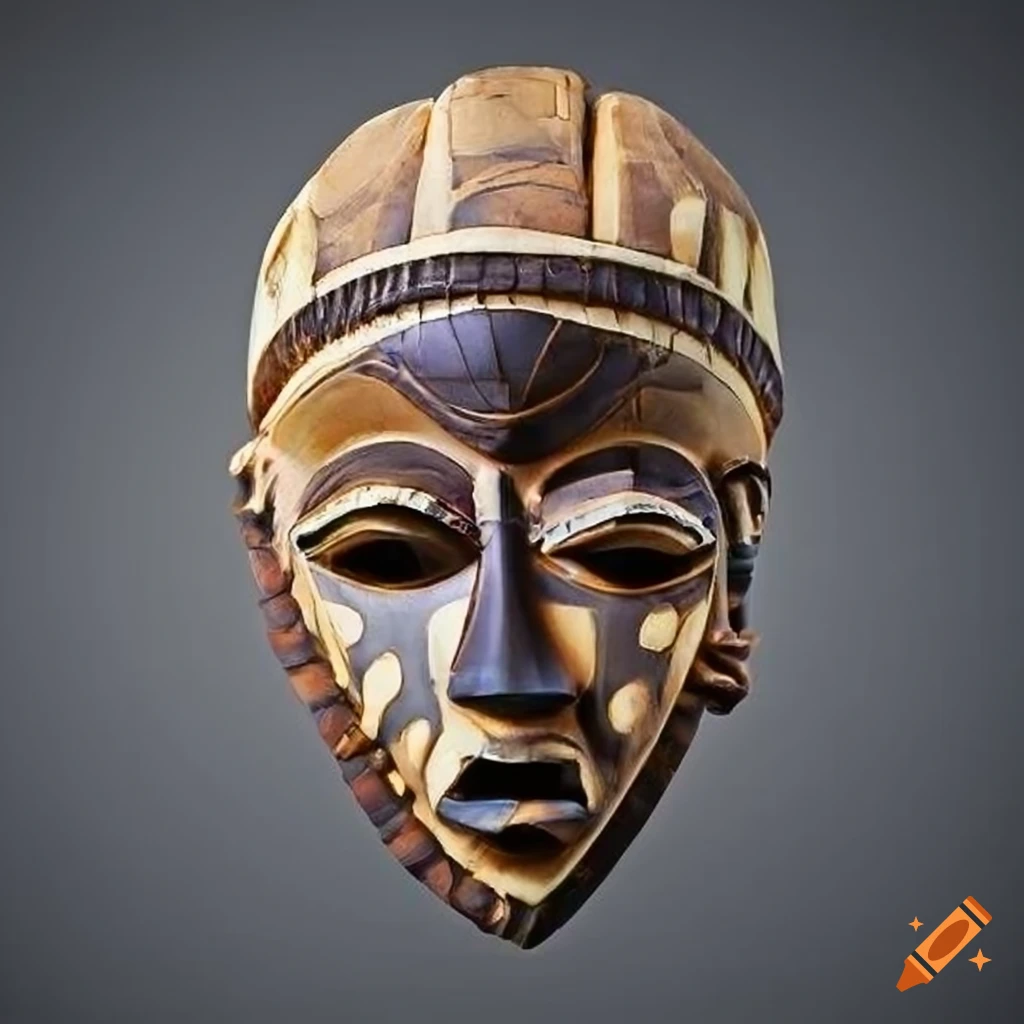 African fantastic mask with architectural stave carving in hd on Craiyon