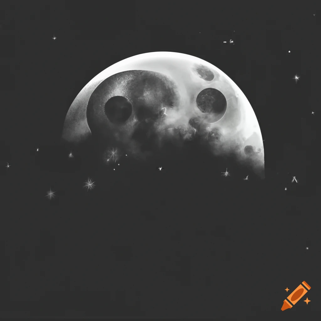 Tarot card with starry sky and black and white moon design on Craiyon