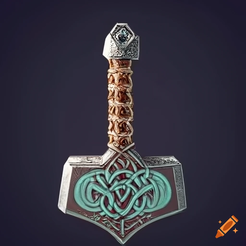 3D rendering of Mjolnir, the hammer of Norse god Thor on Craiyon