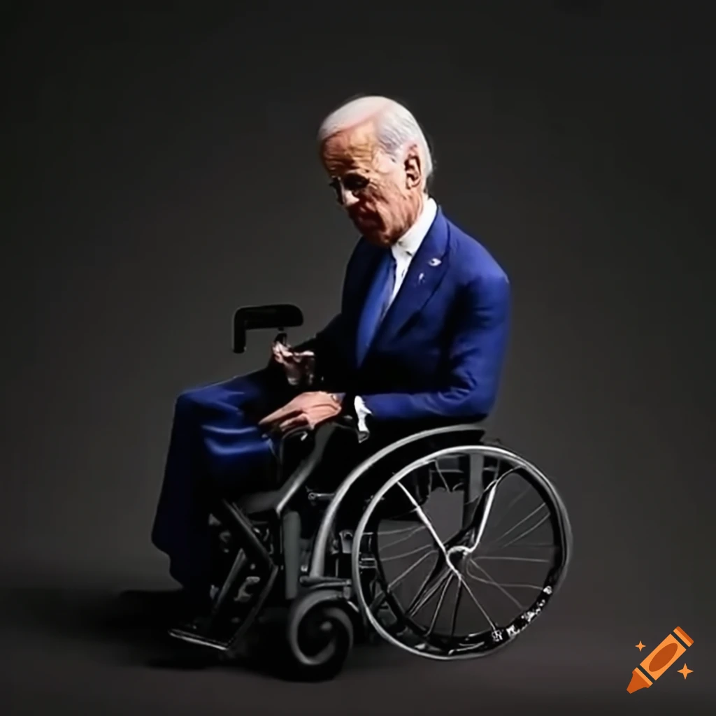 Joe biden sitting in a wheelchair on Craiyon