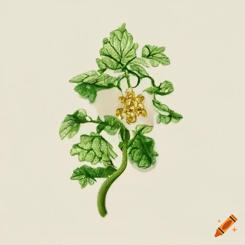 White bryony plant in an embroidery design on Craiyon