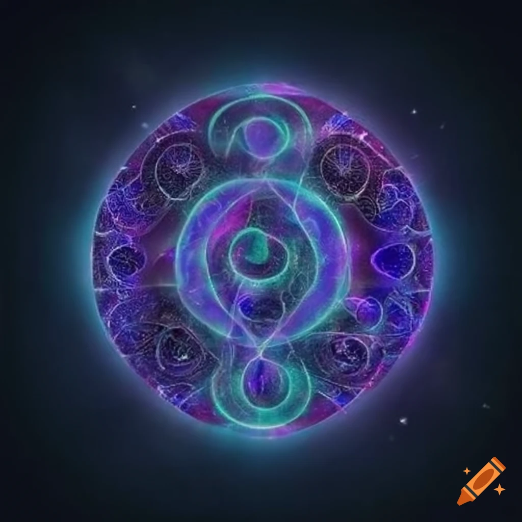 Circular magical ritual symbol on the ground on Craiyon