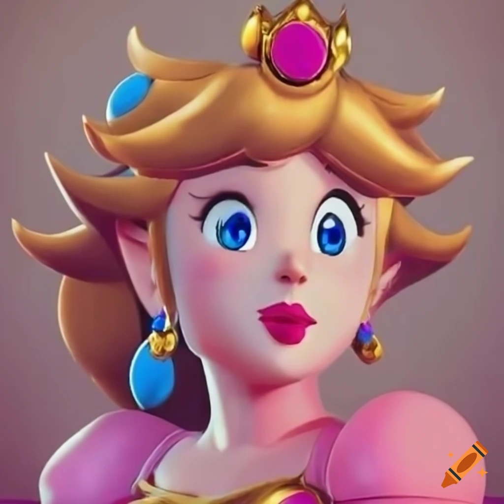 Cosplayer as Princess Peach putting on make-up in dressing room on Craiyon