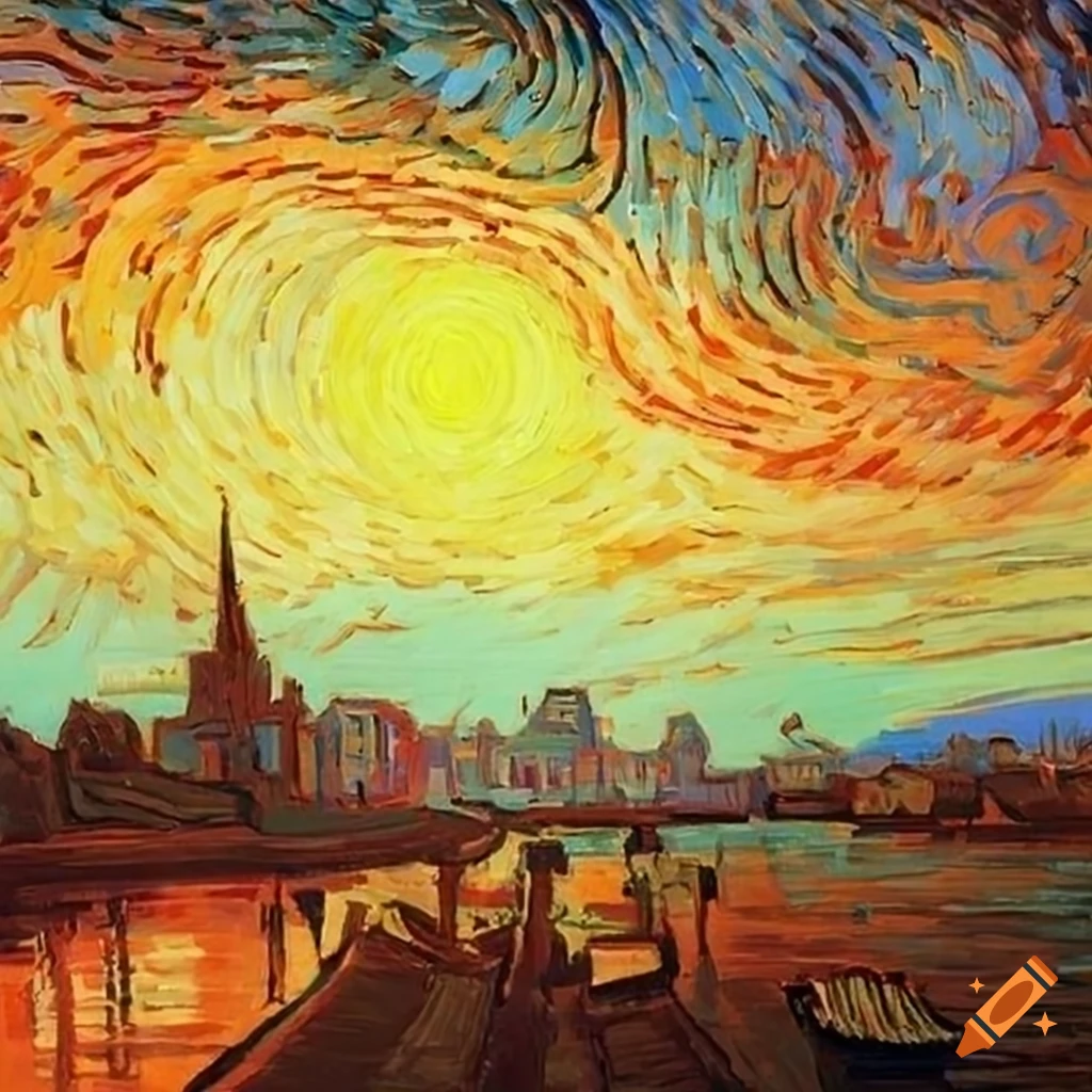 Sunrise in van gogh style on Craiyon