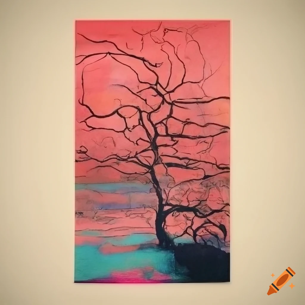 Minimalistic tree roots with colorful elements in various art styles on ...