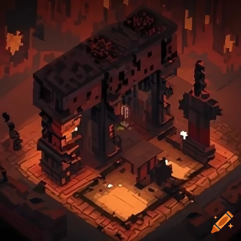 Isometric gaming world with elements from noita, minecraft, darkest ...