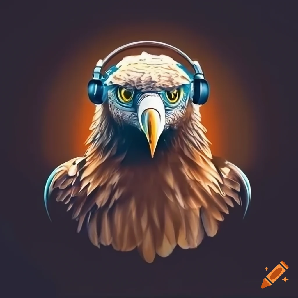 Eagle wearing a headset on Craiyon