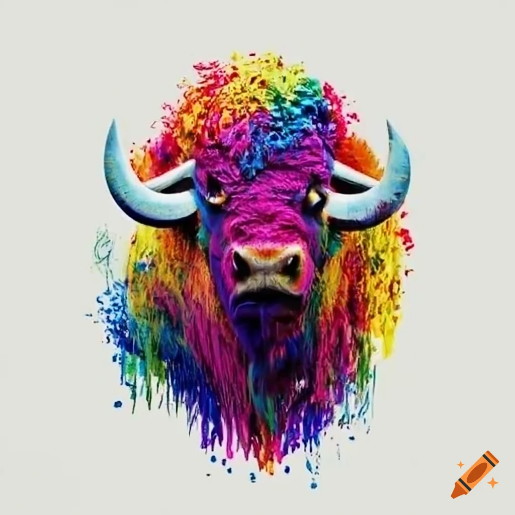 Colorful buffalo cultural symbol for a political campaign on Craiyon
