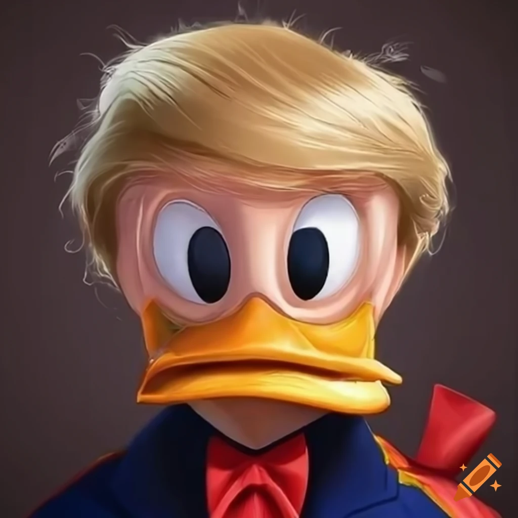 Satirical depiction of donald trump as donald duck on Craiyon