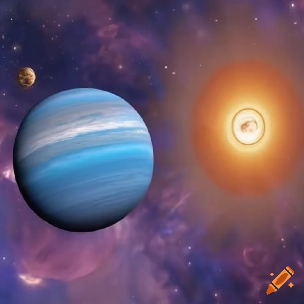 Sun and planet neptune in an astrological background on Craiyon