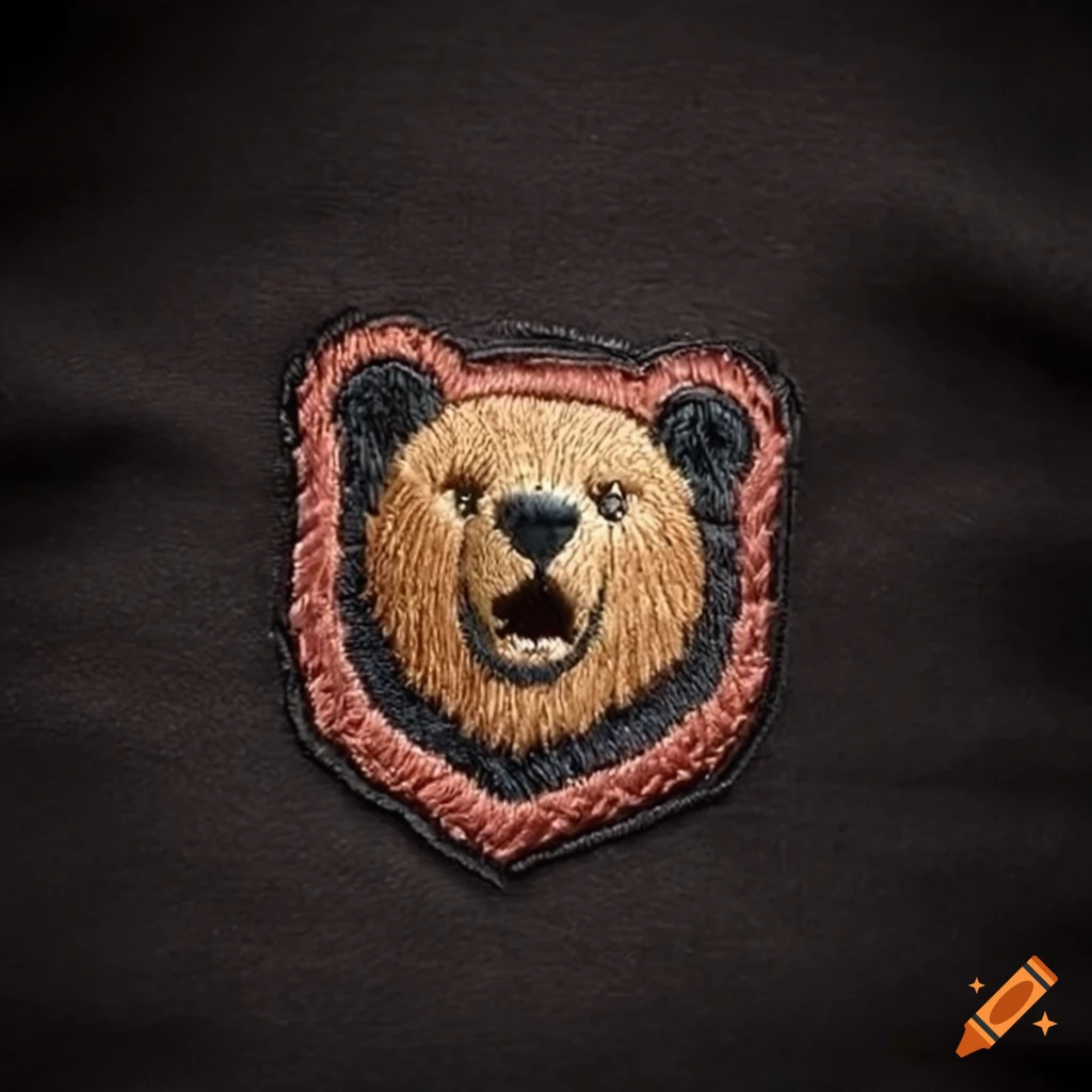 Embroidered bear badge on Craiyon