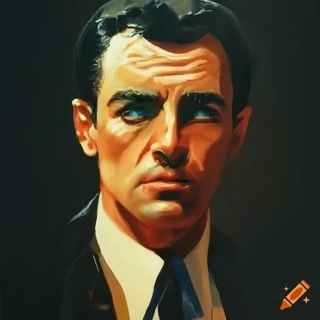 Suspicious scene in a masterful oil painting with vintage 007 vibes on ...