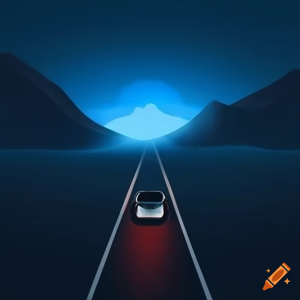 Minimalistic wallpaper of a distant car on Craiyon