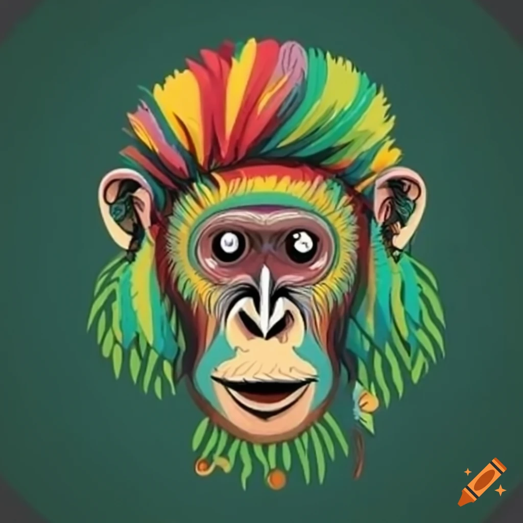 Monkey in the jungle with a reggae vibe on Craiyon