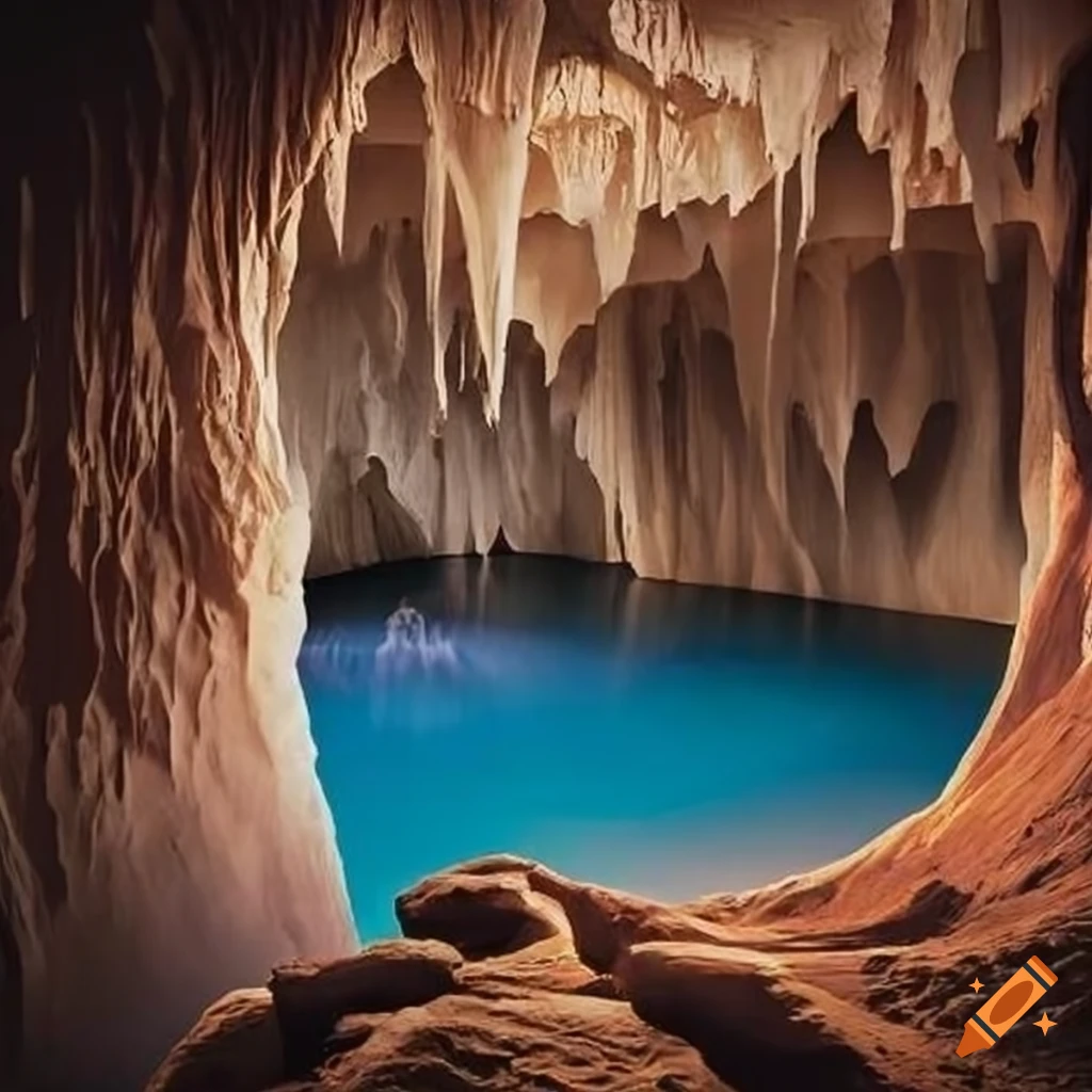 Oasis in a cave on Craiyon