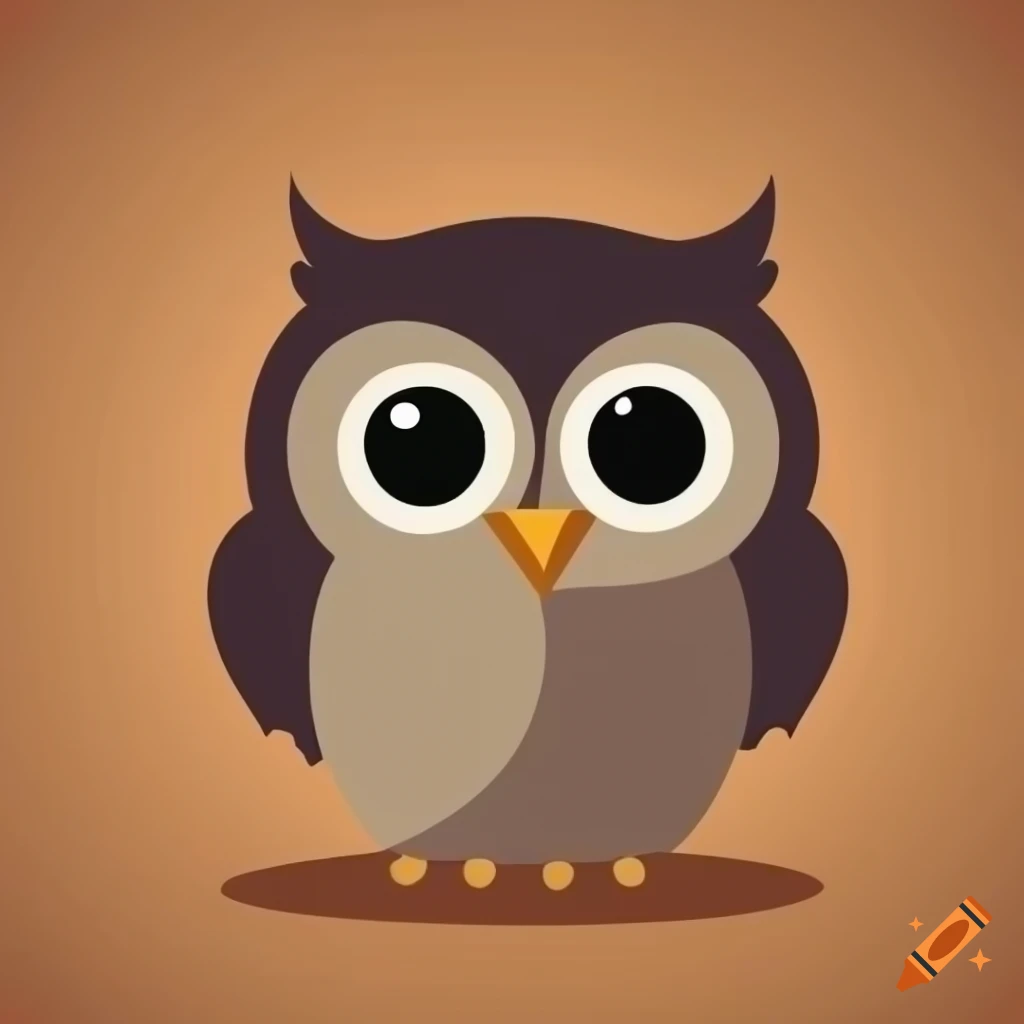 Adorable little owl in a simple 2D vector art style on Craiyon