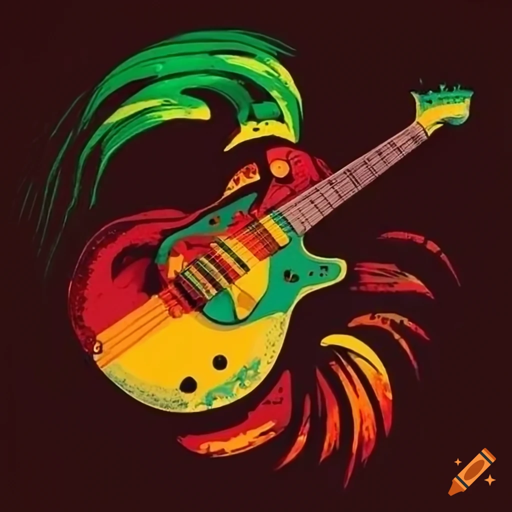 Guitar and bass in dub reggae style on Craiyon