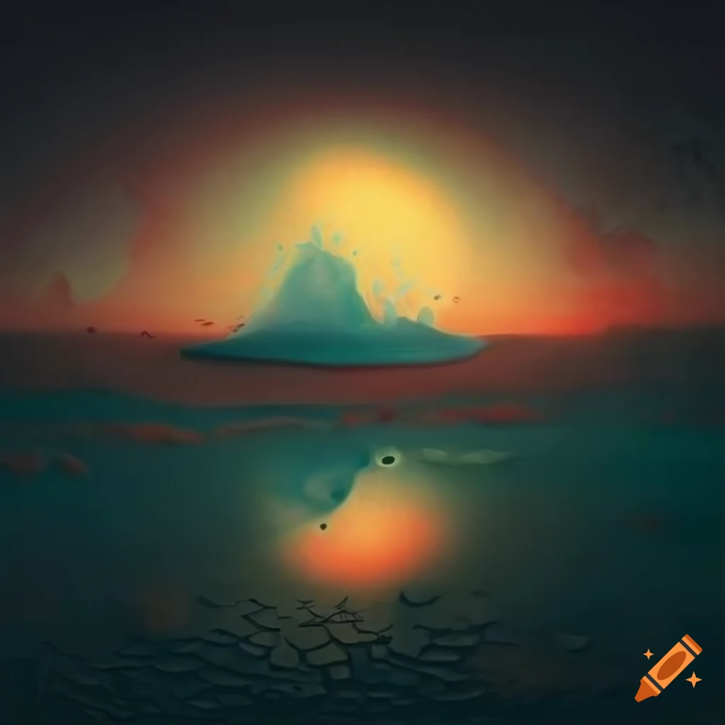 Surrealist landscape with random objects on Craiyon