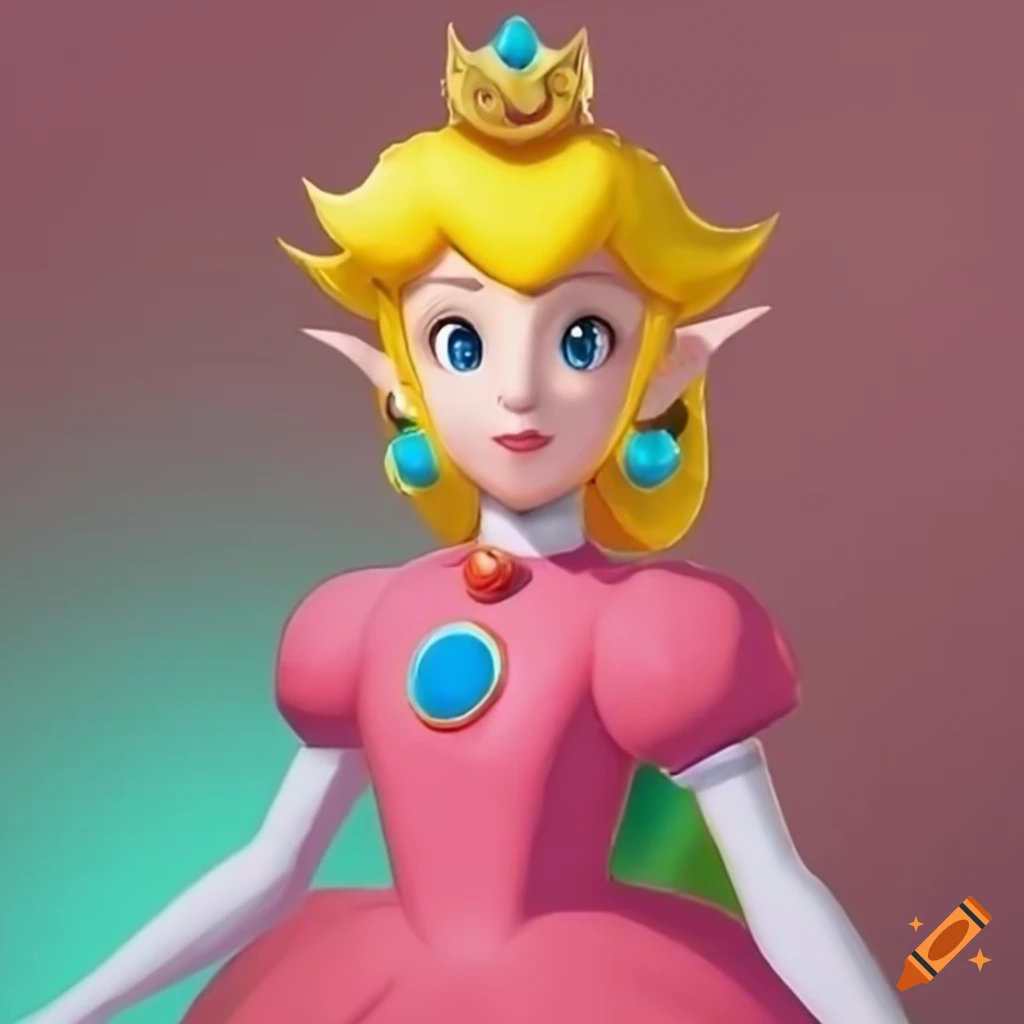 Link as princess peach applying make-up in a detailed dressing room ...