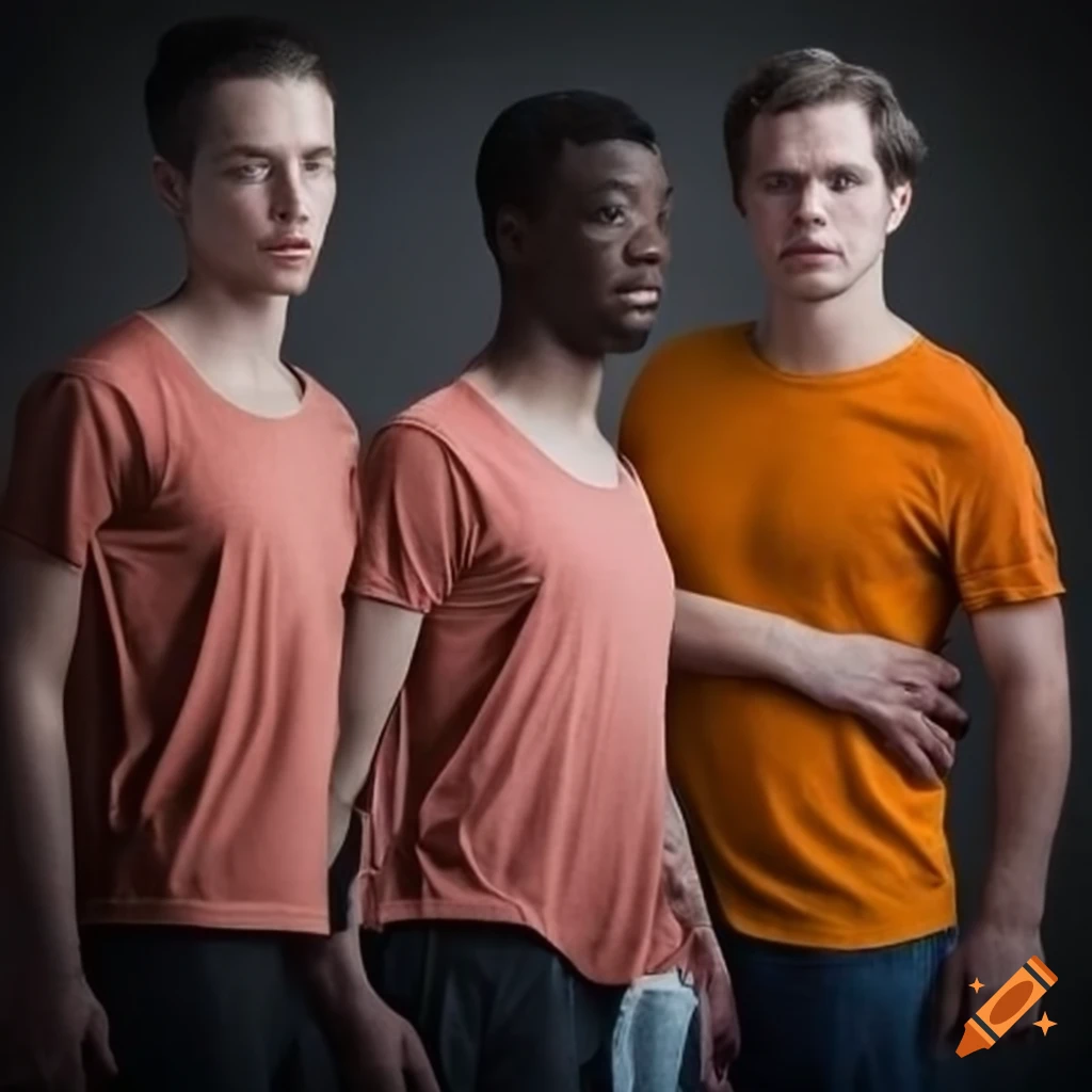 Group of men wearing matching color t-shirts on Craiyon