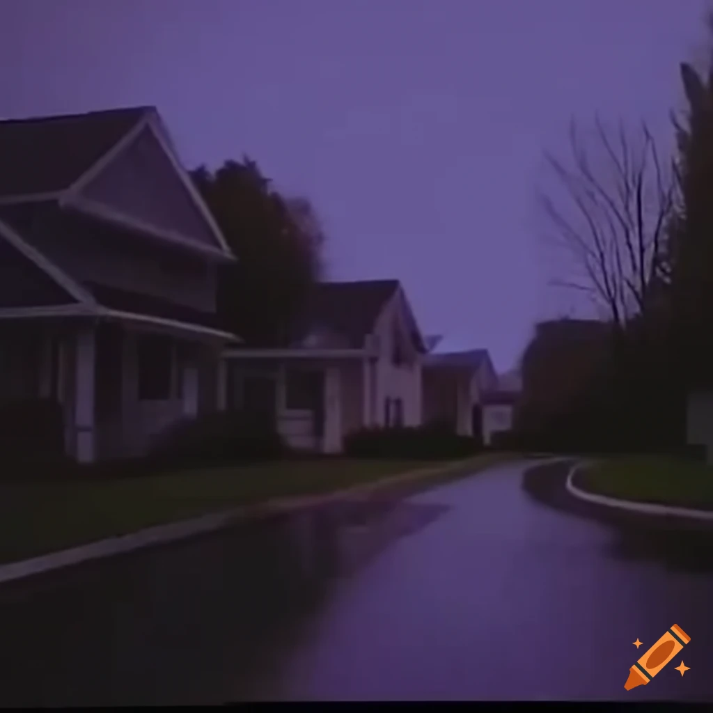 Vhs footage of a suburban neighborhood with a retro aesthetic on Craiyon