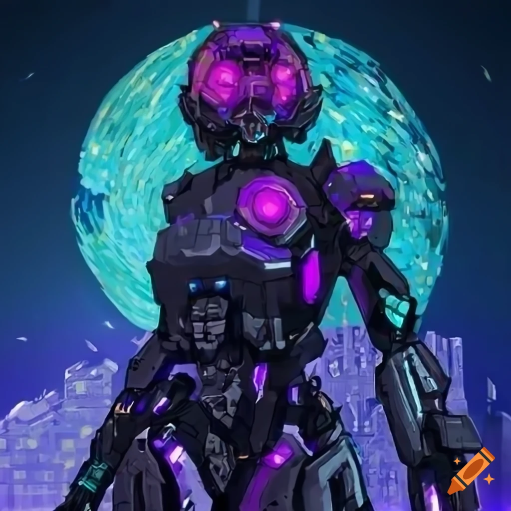 Starry night cyberpunk mecha design on Craiyon