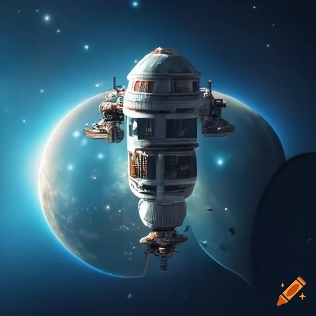 Top view of a spaceship in space on Craiyon