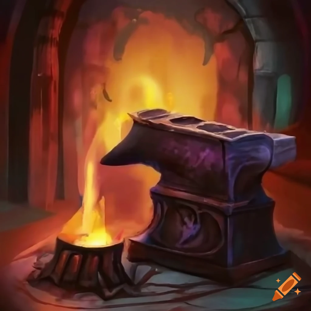 Mystical anvil forge on Craiyon