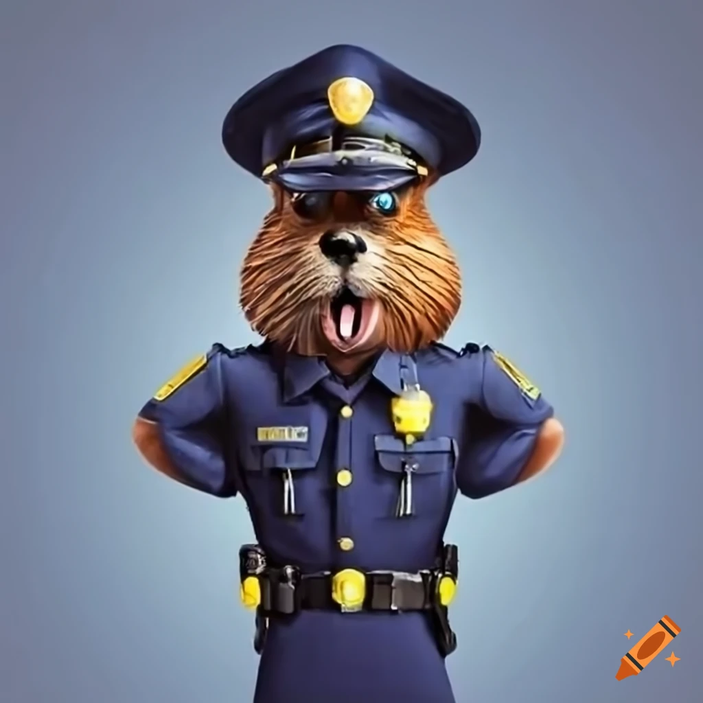Beaver in a police uniform on Craiyon