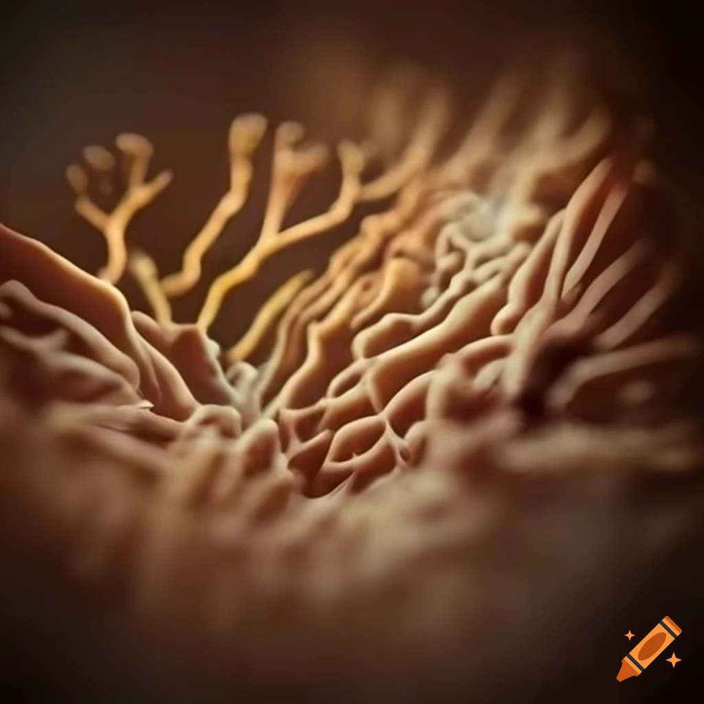 Microscopic mycelium on Craiyon