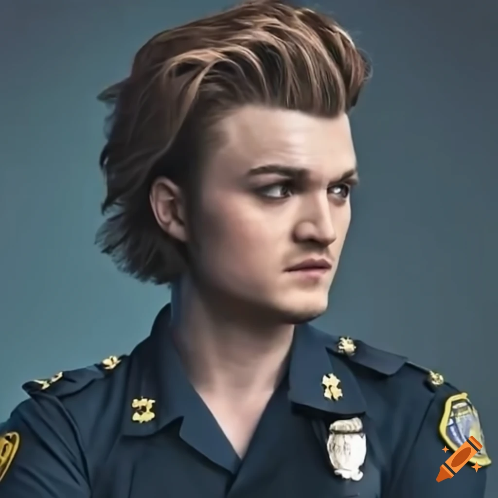 Joe keery dressed as a police officer on Craiyon