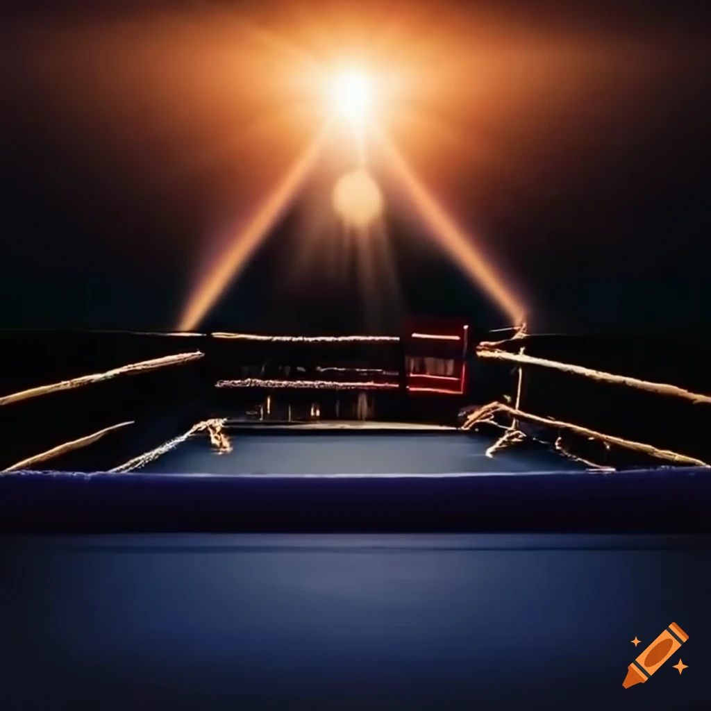 Boxing ring under a stunning sunset by the sea on Craiyon