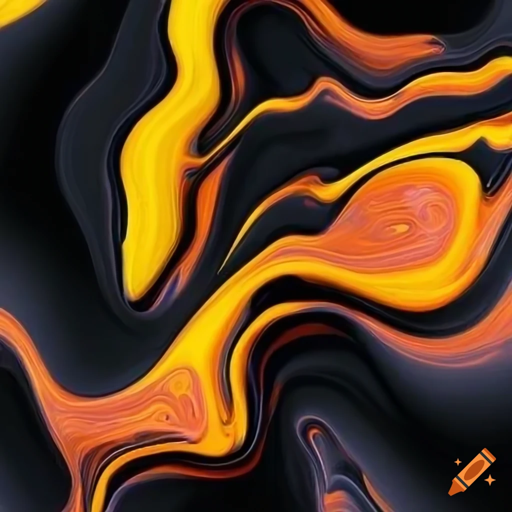 Abstract artwork with black and orange yellow shapes representing life finds a way on Craiyon