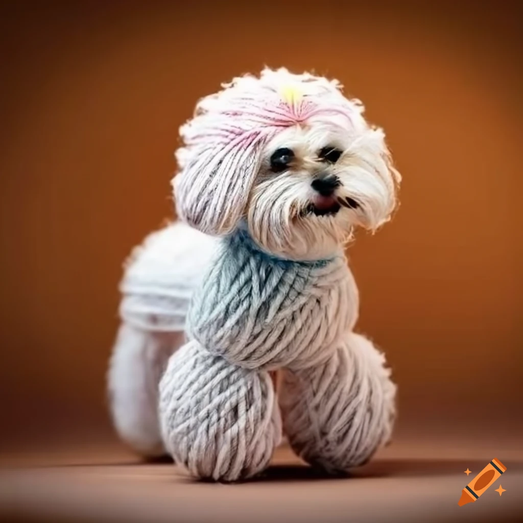 Bichon dog crafted from yarn on Craiyon