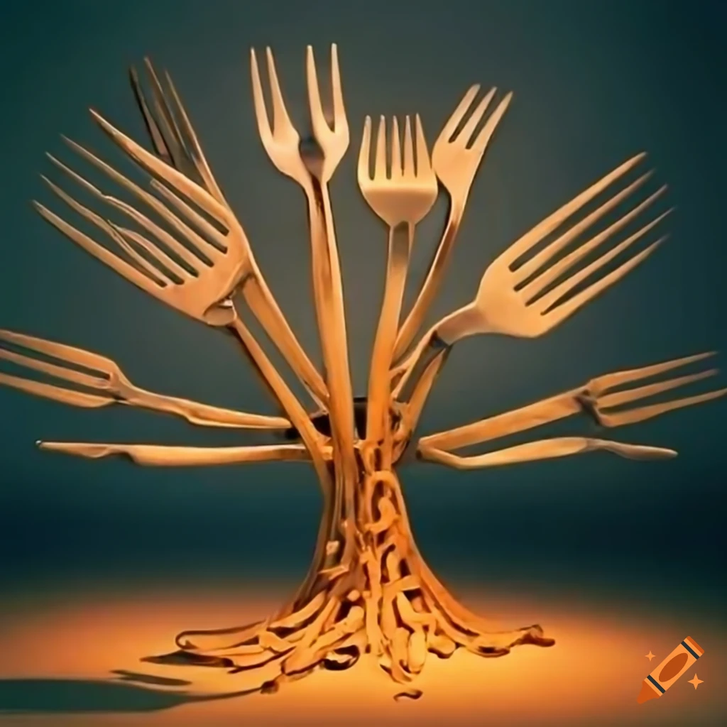 Tree made of forks on Craiyon