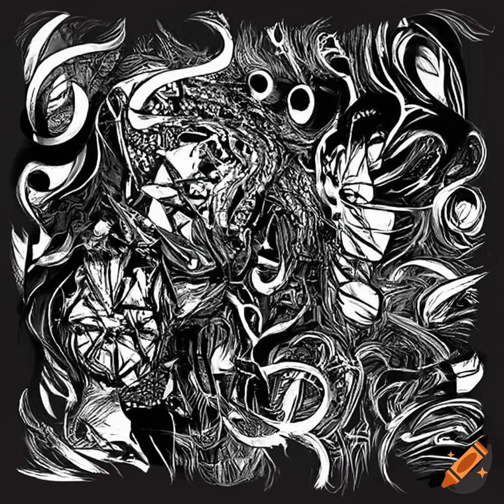 Vibrant and grungy punk rock style graphic design with shapes and lines ...