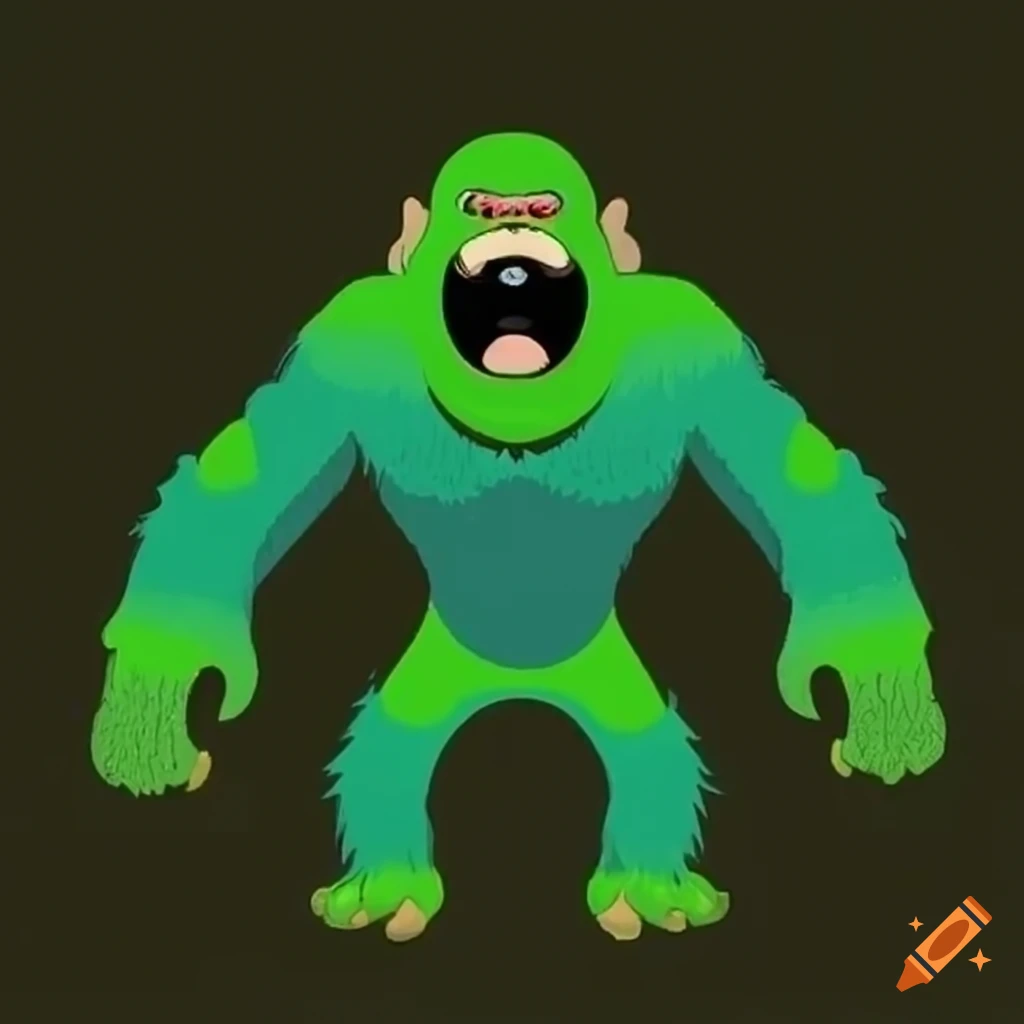 Serene and mystical emerald-colored yeti in the mountains on Craiyon