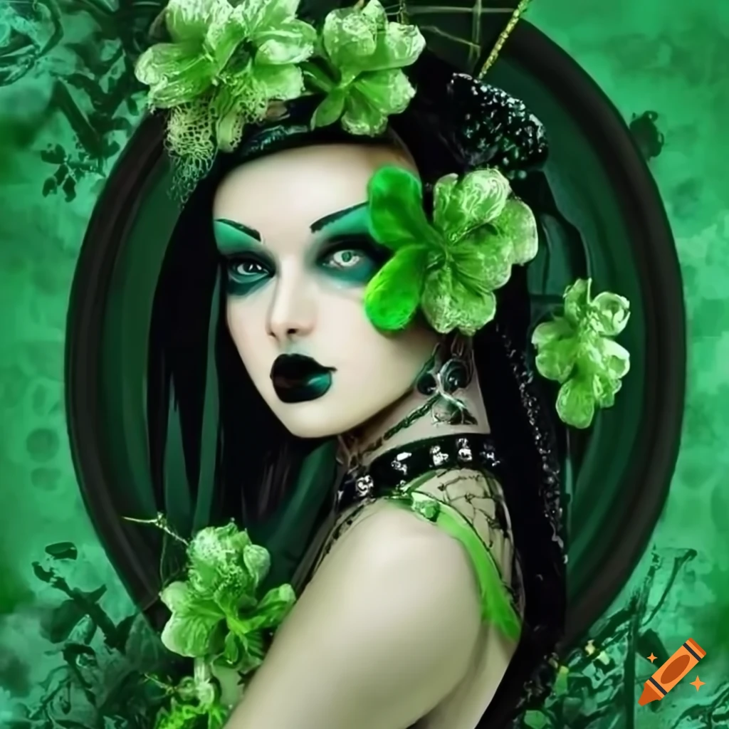 Goth girl celebrating St. Patrick's Day on Craiyon