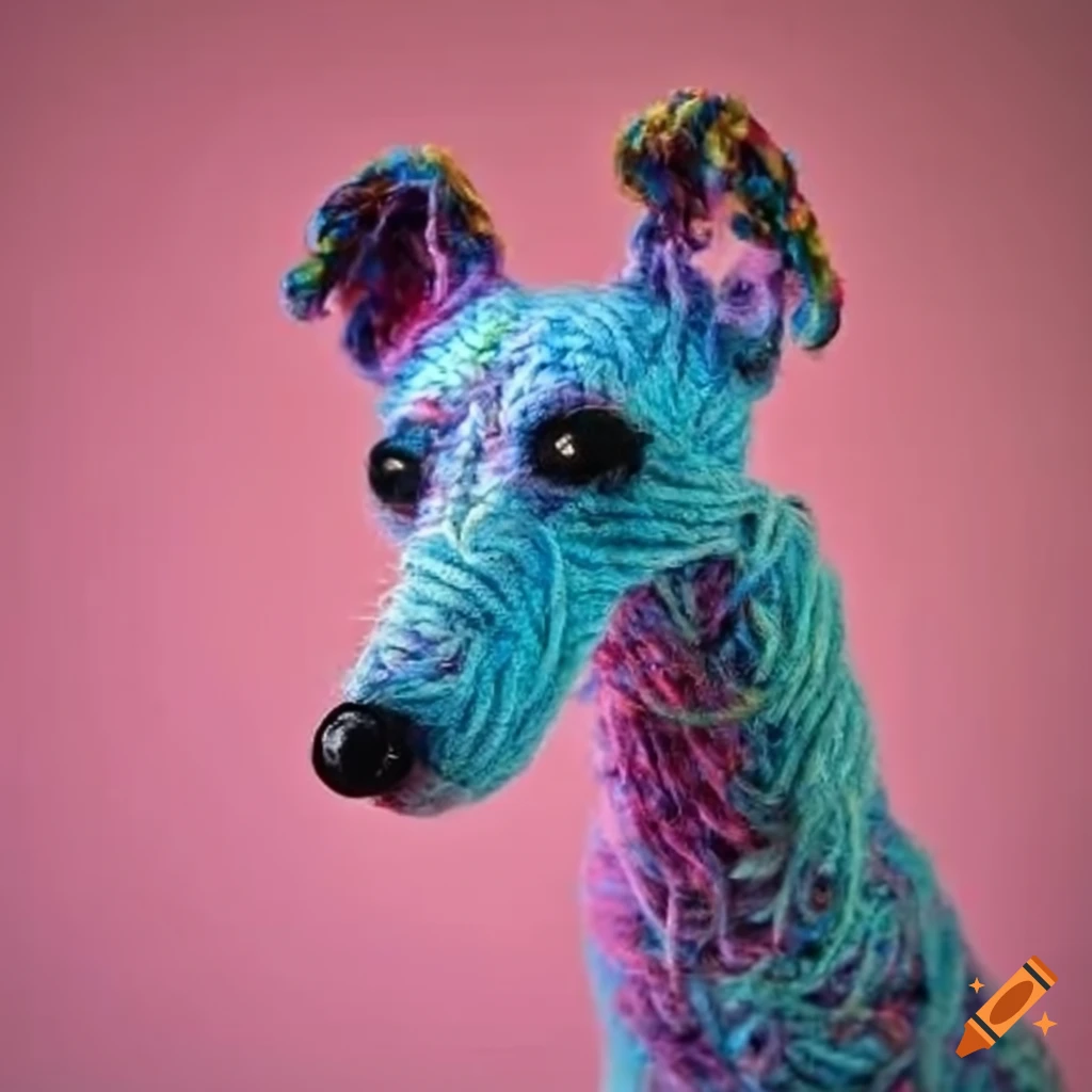 Colorful whippet dog made of yarn on Craiyon
