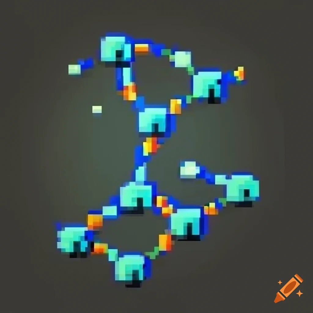Pixel art of a chemical compound on Craiyon
